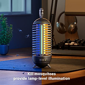 Cordless Bug Zapper Outdoor & Fly Zapper Indoor & Wireless Mosquito Zapper Portable Camping Bug Zapper Fly Trap 2500mAh Electric Ideal for Traps (Black)