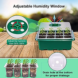Kesfitt Seed Starter Tray with Heat Mat,Seed Starting Kit with Adjustable Humidity Dome and Base 6 Packs 72Cells Seedling Starter Trays for Seeds Plant Germination