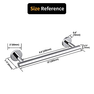 kimzcn 12-Inch Towel Bar SUS 304 Stainless Steel Towel Rack Wall Mounted Towel Rail Towel Rod for Bathroom Modern Style Polished Finish