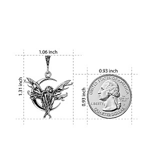 WithLoveSilver Sterling Silver 925 Celtic Trinity Queen of Fairy Angel Sit on The Moon Star Pendant