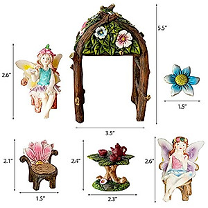 Miniature Fairy Garden Fairies - Fairy Houses Accessories Mini Village Patio Indoor Outdoor Garden Set Kit Decor Flower Succulent Garden for Kids Girl Boy Birthday Gifts Cake Topper Decorations