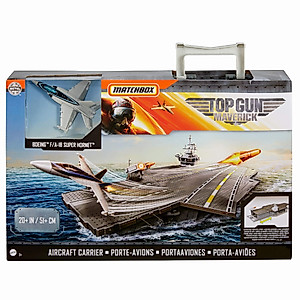 Matchbox Top Gun: Aircraft Carrier Play Set Gift Idea for Ages 4 to 8 Years with Top Gun Boeing F/A 18 die-cast Jet
