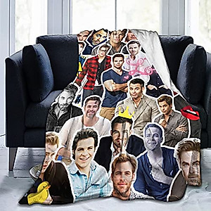Blanket Chris Pine Soft and Comfortable Warm Fleece Blanket for Sofa, Office Bed car Camp Couch Cozy Plush Throw Blankets Beach Blankets