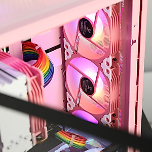 Vetroo 3-Pack Computer Case Fan 120mm Address RGB & PWM Cooling Fans High Performance with Controller Hub - Pink