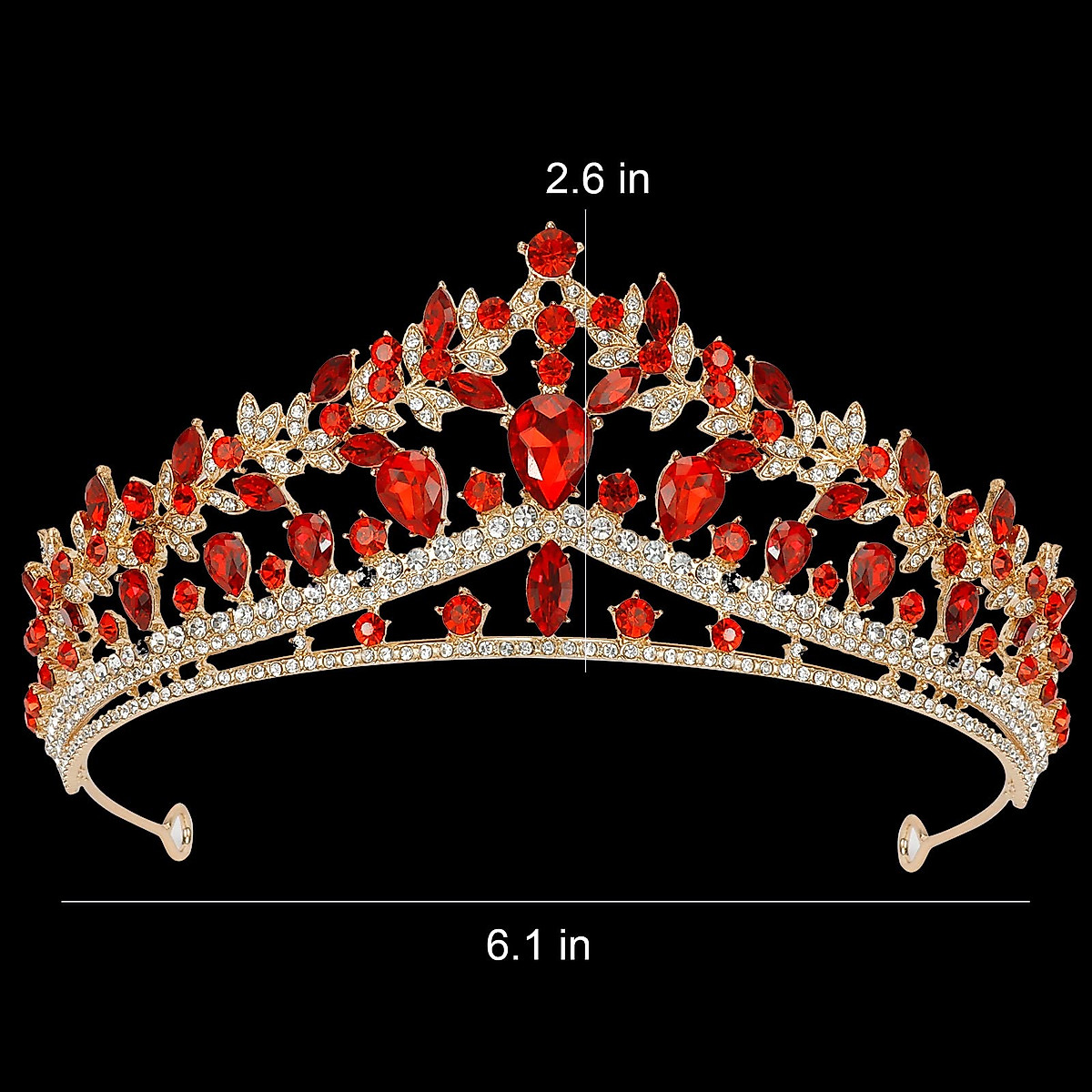 𝑪𝑼𝑩𝑨𝑪𝑶 Crystal Red Crown and Tiaras for Women, Queen Crown Bridal Headband Princess Tiara for Girls, Birthday Crown for Women Rhinestone Wedding Headband Halloween Cosplay Costume Party Decorations