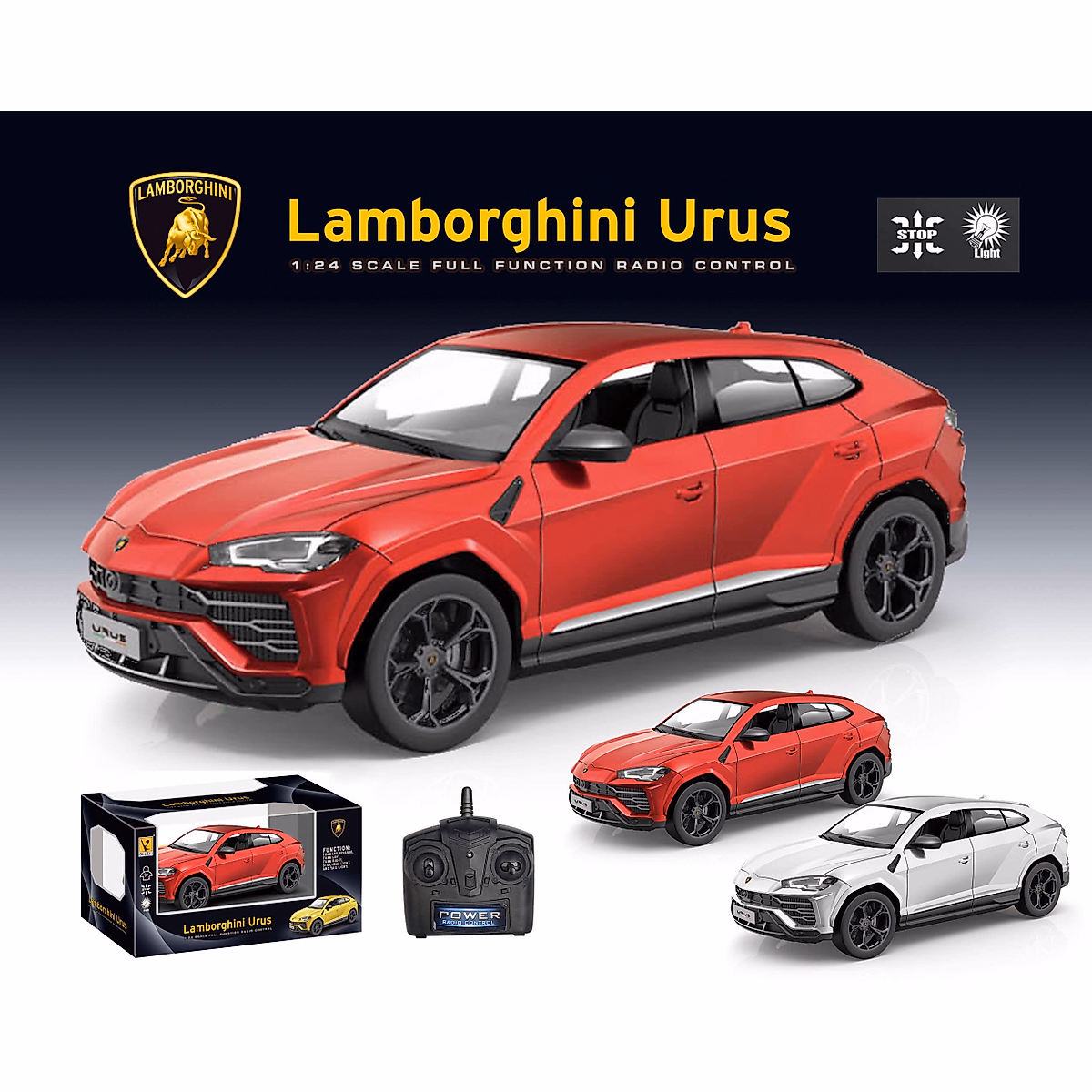 100 CLASSIC Licensed Remote Control Car Lamborghini Urus Series Compatible 1:24 Scale Full Function Electric Sport Racing Hobby Toy Car (Red, 1:24)