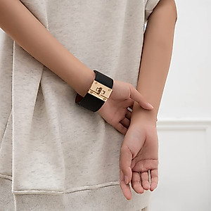 Rantanto Braid Leather Wrap Bracelet Trendy Stackable Crystal Cuff Boho Gold Heart Bracelet Jewelry Gift For Women, Wide Black