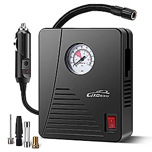LJXDQIXIU Air Compressor Tire Inflator - Portable DC 12V 100PSI Auto Air Pump - Classic Pressure Gauge and Emergency LED Light - Car Tire, Bicycle, Basketball and Other Inflatables