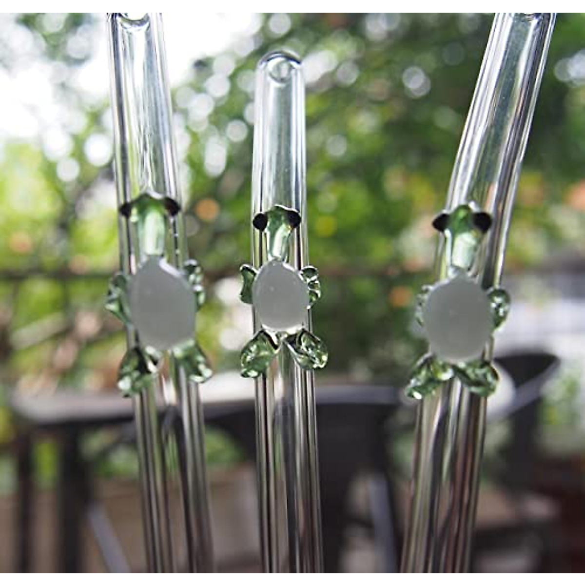5pcs Glass Straws with Cute Turtle Bent Drinking Straws Stirring Sticks Reusable Glass Straws for Drinks Coffee Juice