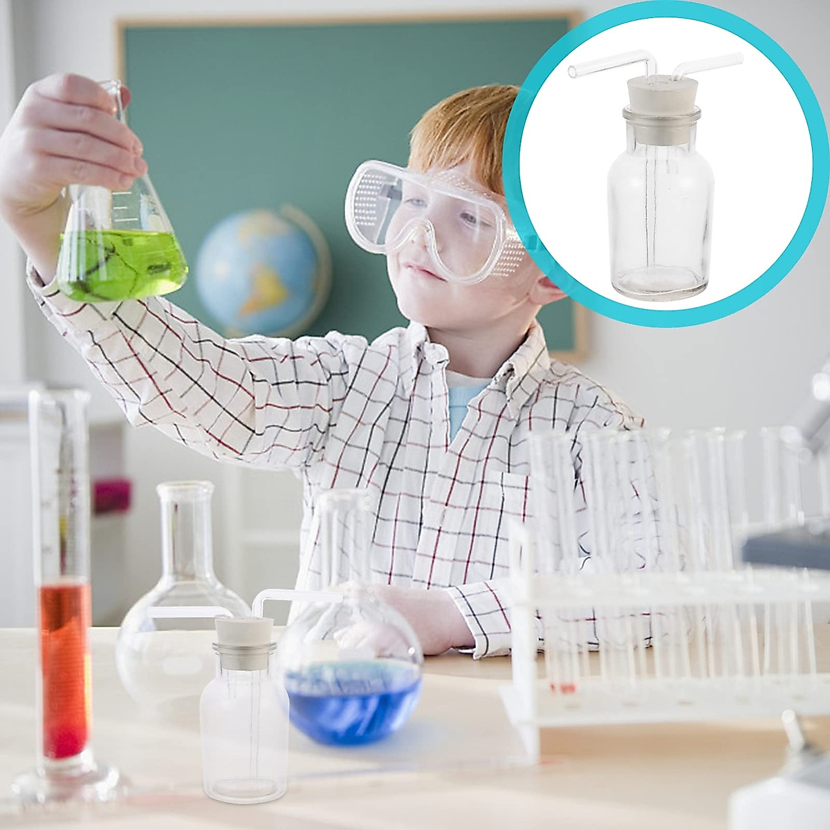 iplusmile 1pc Chemical Experiment Gas- washing Bottle Labs Glassware Gas Wash Bottles