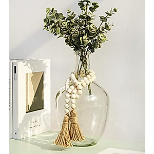 Meplait 39in Wood Bead Garland Farmhouse with Tassels,Versatile Prayer Beads Boho Chic Wall Hanging Home Decor(Natural)