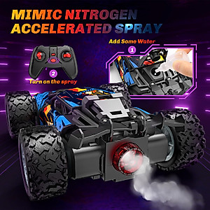 Rc Cars for Boys age 3-8, Monster Trucks Remote Control Car with Spray, 2.4Ghz Rc Drift Car Toys for 3 4 5 6 Year Old Boys Girls, 1/20 All Terrains Electric Toy Car Gift for 3-8 Year Old Boys Girls