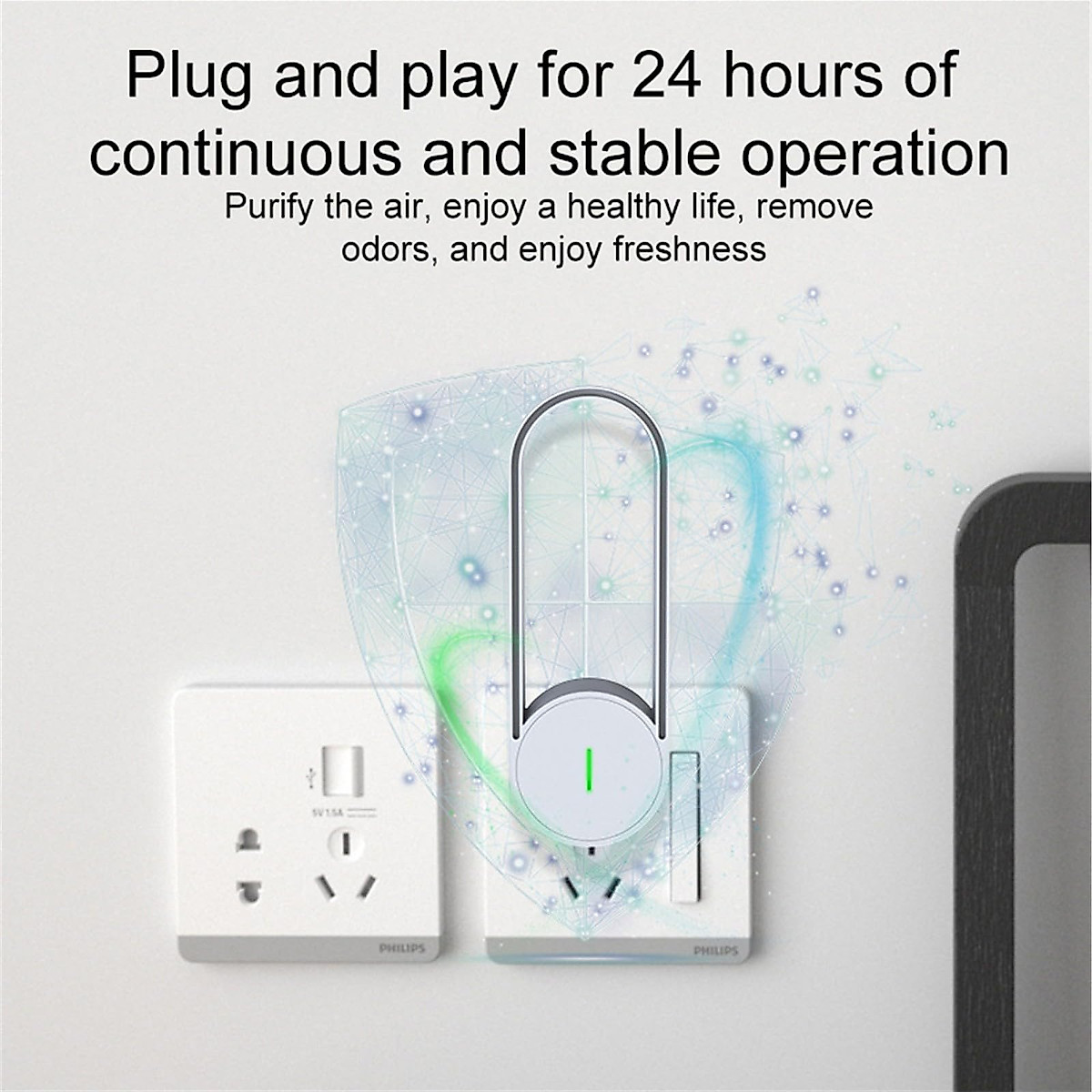 USB Air Purifier Air Cleaner for Home and Bedroom Quiet Sleep Mode Air Cleaner Pets Hair for Compact Portable Air Purifiers for Kitchen and Office