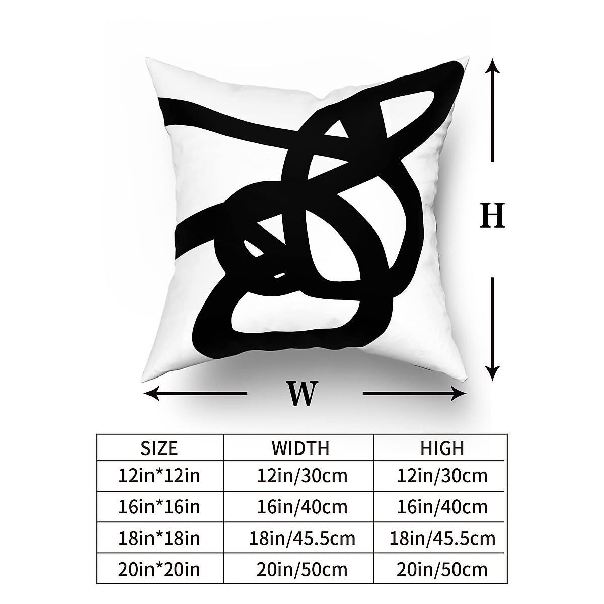 Kawani Black and White Pillow Covers 20X20 in Abstract Modern Graffiti Art Line Decorative Couch Pillow Cases with Zipper Set of 2 Boho Home Decor for Living Room Bedroom Bed Cushion Outdoor