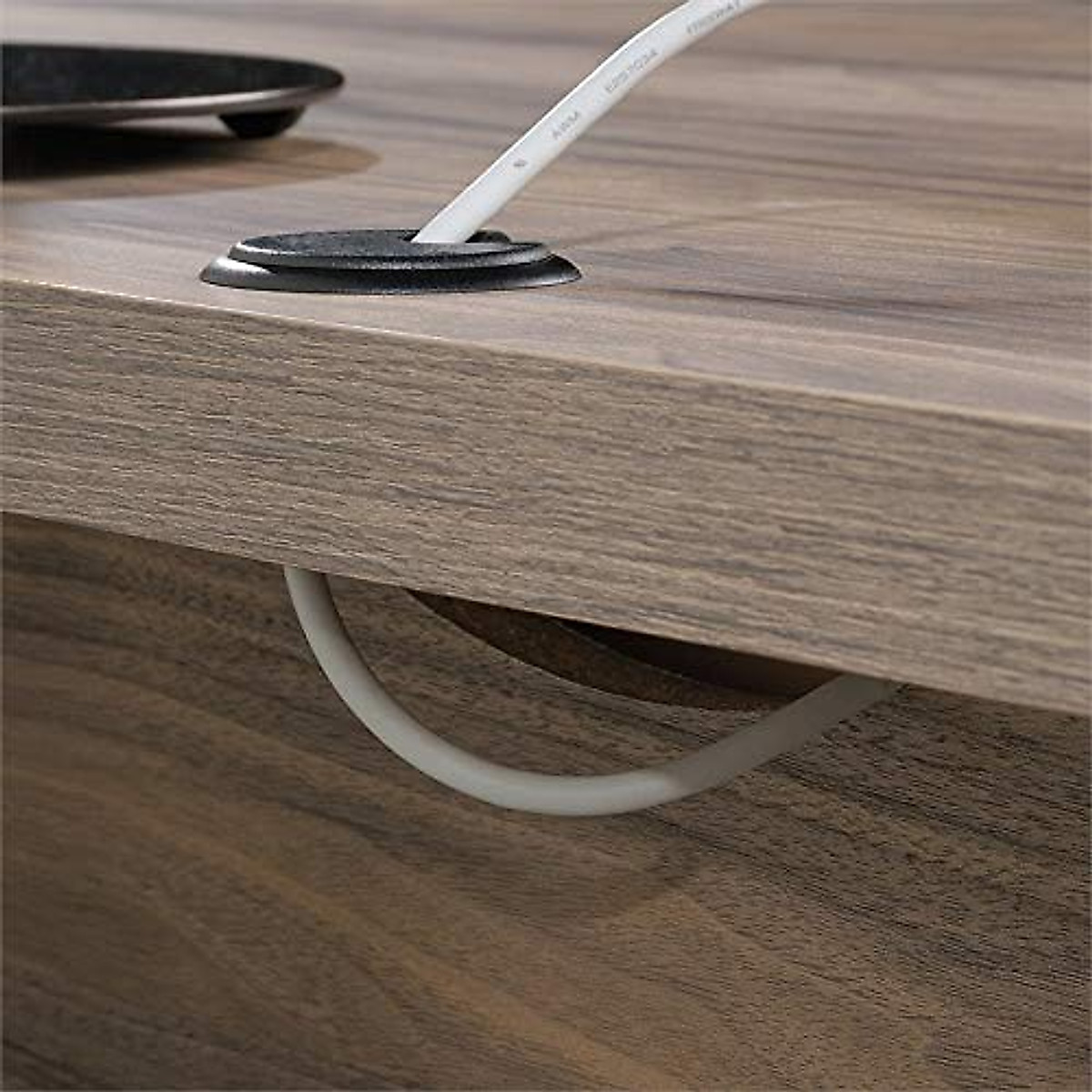 Sauder Costa Washed Walnut Office Desk with Drawers, Washed Walnut Finish