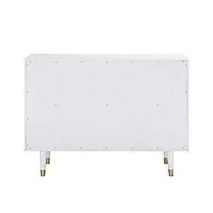 Linon Home Décor Sheerah Six Drawer Geo Texture White Dresser, Gold