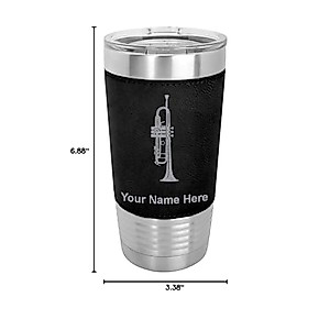 LaserGram 20oz Vacuum Insulated Tumbler Mug, Trumpet, Personalized Engraving Included (Faux Leather, Black)