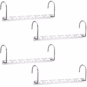Meetu Space Saving Hangers Metal Clothes Hangers 6X2 Slots Magic Hanger Cascading Hanger Updated Hook Design Closet Organizer Hanger (Pack of 4)