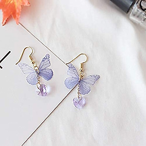 Zittop Charming Elegant Butterfly Heart Gem Earrings Earrings Stud Earrings Stud