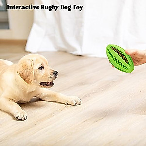 LKSTK 3 Pack Dog Toy Balls, 4.33” Interactive Rugby Dog Toys, Durable Dog Puzzle Rubber Ball Teeth Cleaning Dispensing Toy Nontoxic Bite Resistant Toy Ball for Small Medium Large Dogs