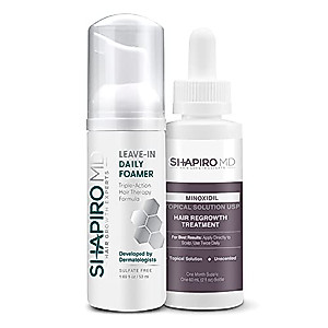 Women’s Hair Regrowth Travel Kit: Leave-In Foamer, 2% Minoxidil. Experience Healthier, Fuller, and Thicker looking Hair with Shapiro MD