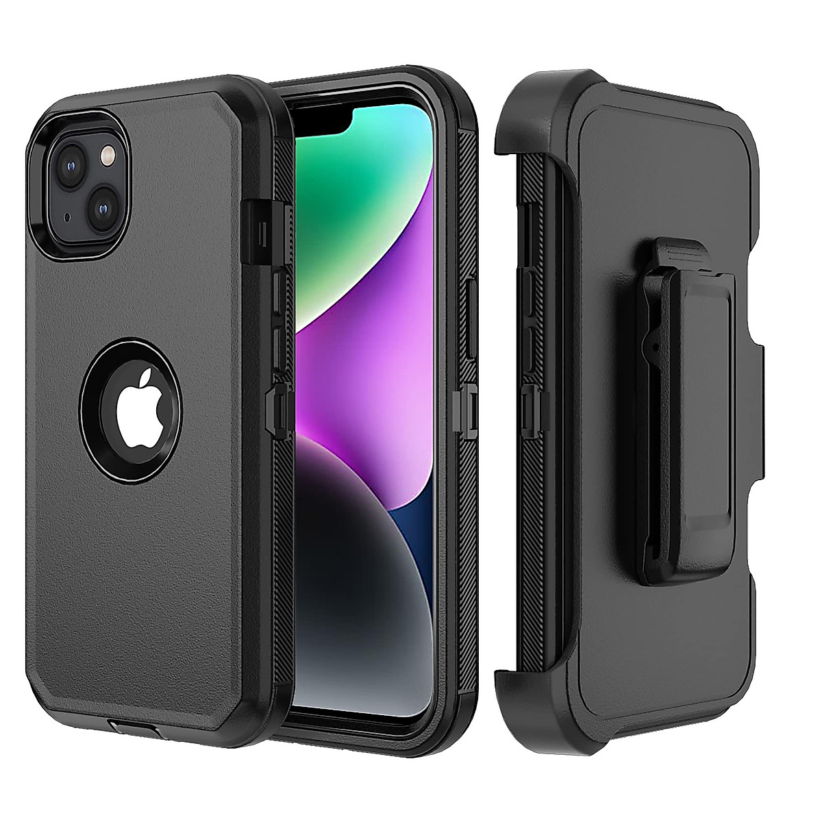 TASHHAR Phone Case for iPhone 14 Case,Heavy Duty Hard Shockproof Armor Protector Case Cover with Belt Clip Holster for Apple iPhone 14 6.1 5G 2022 Phone Case (Black)