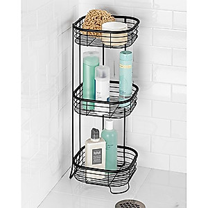 InterDesign Forma Free Standing Bathroom or Shower Storage Shelves for Towels, Soap, Shampoo, Lotion, Accessories - 3 Tier, Matte Black