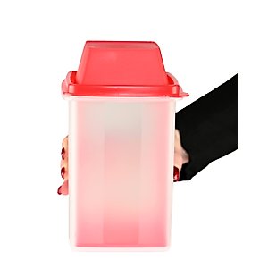 Home-X Set of 3 Pickle Storage Containers, Straining Pickle Jar, Filter Insert, Sieve Food Saver Container, 7 ½” L x 4 ¼” W x 4 ¼” H, Set of 3, Red