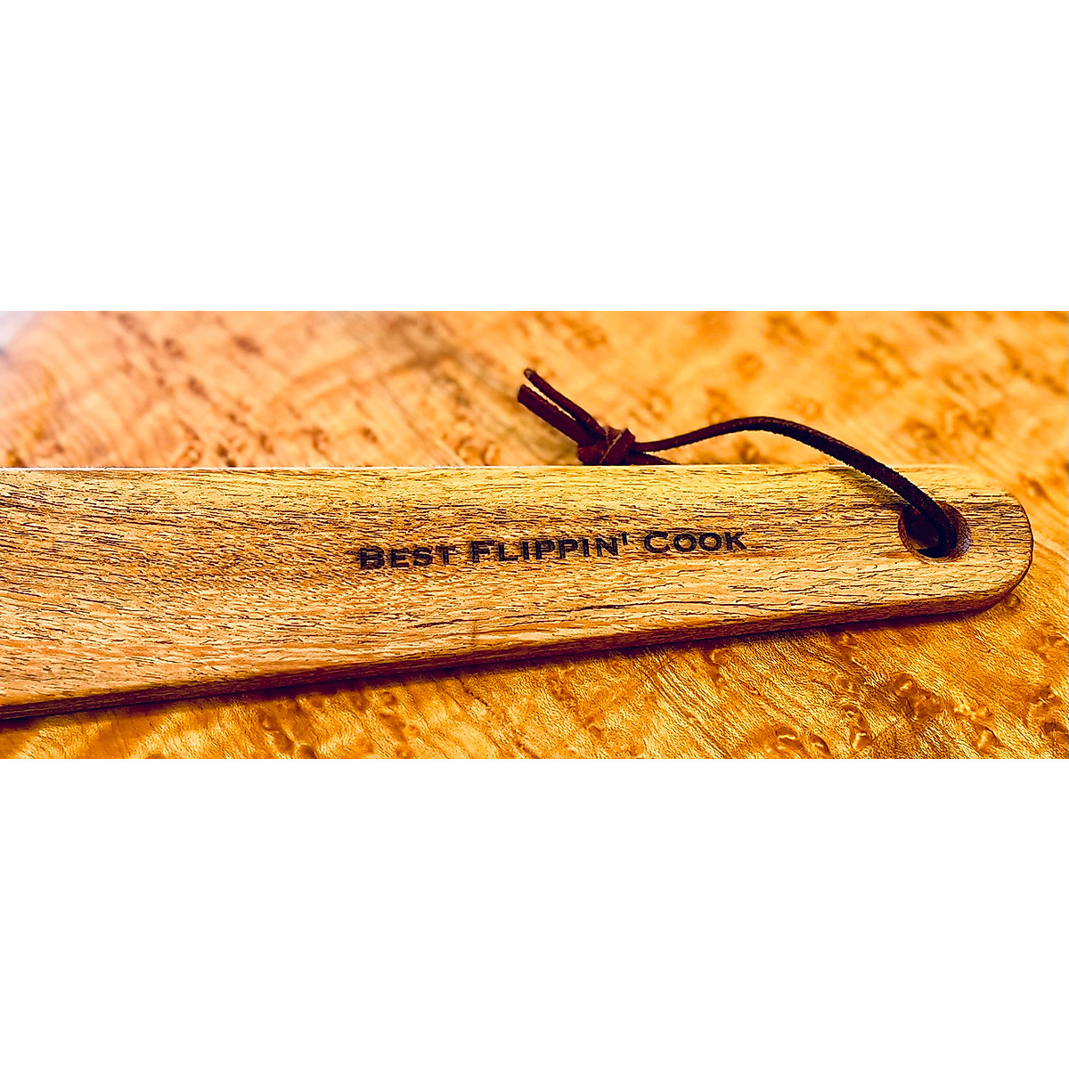 COWBOY SPATULA - Mesquite Wood TEXAS SLIM Handmade in Texas. Made in USA. Safe for nonstick, and cast iron cookware. Personalize it!