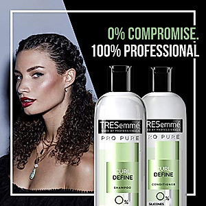 TRESemmé Pro Pure Shampoo Sulfate-Free for Curly & Define Hair with 0% Sulfates, Parabens, Mineral Oils and Dyes, 16 Oz, Pack of 4