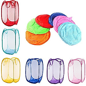 RayLineDo® 6 x Foldable Pop Up Mesh Washing Laundry Basket Hamper Bag Bin Tidy Clothes Storage