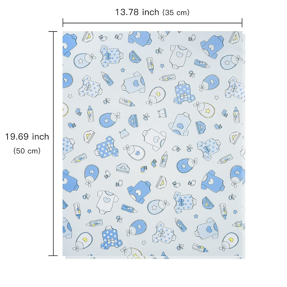 MAYPLUSS Wrapping Tissue Paper - 90 Sheets - Baby Boy Design - 13.7 inch X 19.7 inch Per Sheet