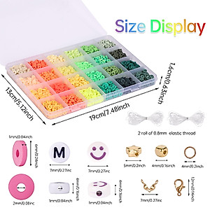 QUEFE 9600pcs Clay Beads for Bracelet Making Kit, 96 Colors Polymer Heishi Beads with Letter Beads for Jewelry Necklace Making, Craft Gifts, Preppy, Set for Girls 8-12