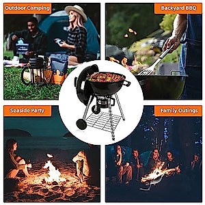 Hykolity 22 in. Kettle Charcoal Grill, Kettle Grill with Wheels, Built-In Thermometer, Porcelain-Enameled Lid and Bowl, Slide Out Ash Catcher, Charcoal BBQ Grill for Outdoor Cooking, Patio, Backyard