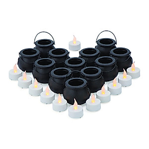 Fun Express 1 Dozen Mini Cauldron Kettles, BPA Free Plastic, St. Patrick's Day, Halloween, Bachelorette Parties, Witches and Wizards, Birthday, Baby Showers Party Decoration Supplies, Black