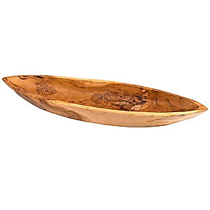 ANDALUCA Hand Carved Teak Wood Canoe Bowl for Potpourri, Entryway, Tabletops, Kitchen, Fruit, Keys & Decorating (26" length)