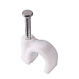 HUAREW 4 Sizes 400 Pcs White Plastic Steel Nail Cable Clips Apply to RG6 RG59 CAT5 CAT6 Ethernet/TV Wire/Telephone/Led Starlight/Print Cable Round Management Cable Wire Clips 6/7/8/10 mm