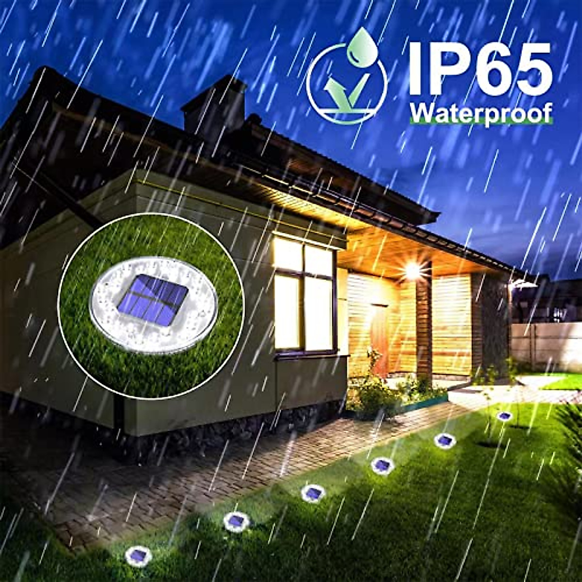 Solar Ground Lights Outdoor, 24 LED Solar Garden Lights with 2 Modes, Waterproof Solar Powered Disk Lights for Pathway, Yard, Garden, Parks, Lawn, Deck, Patio, Walkway, corridors (6 Packs, White）