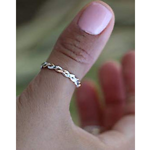 TOE RINGS & THINGS Thumb Ring | Twine Medley | .925 Sterling Silver & Gold Filled Braid | Fitted Thumb Ring (8)