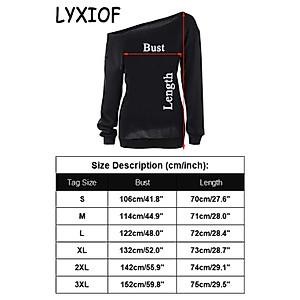 LYXIOF Women Slouchy Shirts Halloween Pumpkin Long Sleeve Sweatshirts Pullover Black 2XL