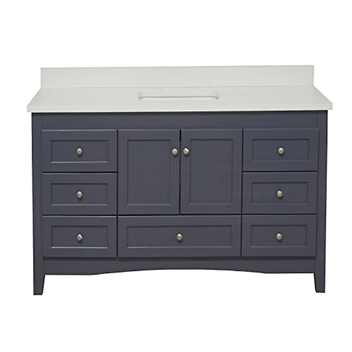 Kitchen Bath Collection Abbey 60-inch Single Bathroom Vanity (Quartz/Marine Gray): Includes Marine Gray Cabinet with Stunning Quartz Countertop and White Ceramic Sink