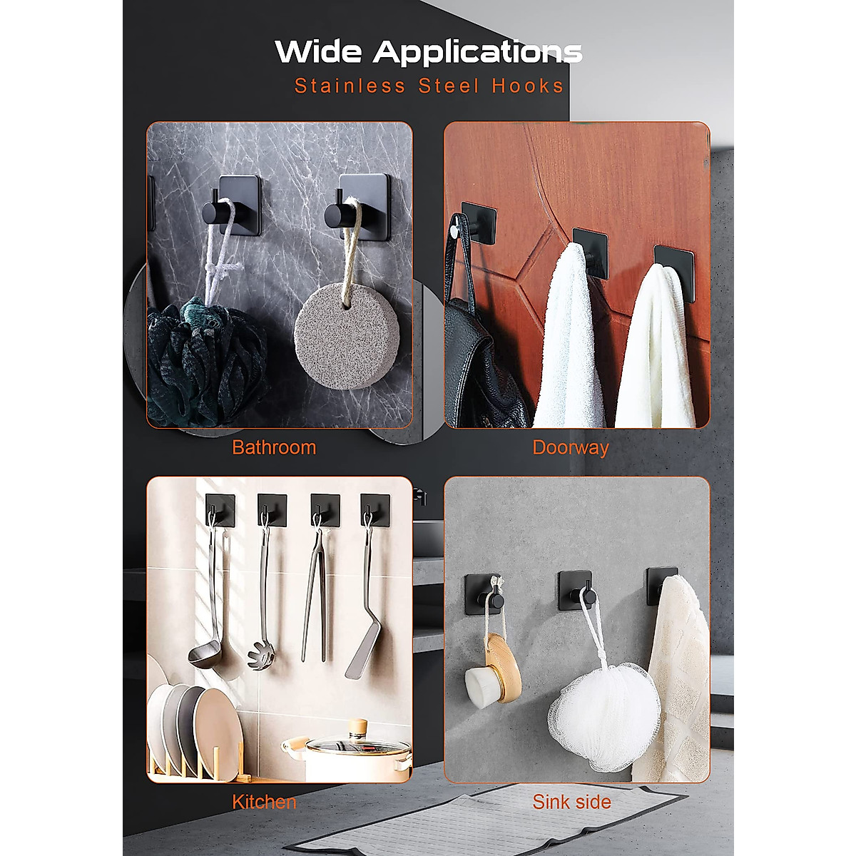 Anfly RV Camper Self Adhesive Toilet Paper Holder with 2 Hanging Hooks for Campers, Bathroom, Kitchen and Bedroom,No Drill/Stick On Toilet Paper Holder Wall Mount, Black