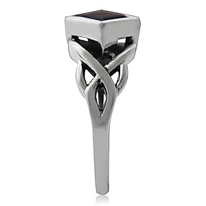 Silvershake 1.37ct. Natural Garnet 925 Sterling Silver Celtic Knot Solitaire Ring Size 9