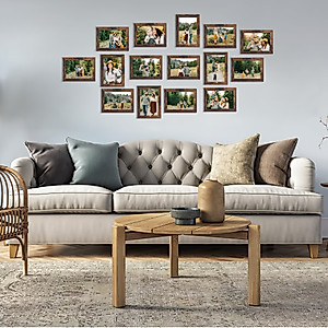 Edenseelake 4x6 Picture Frame Set of 15, Rustic Brown Wood Photo Frame 4 by 6 for Wall or Tabletop Display