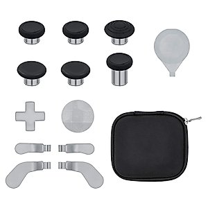 Mcbazel 13 in 1 Metal 6 Swap Thumbsticks Joysticks, 4 Trigger Paddles, 2 D-pads with Adjustment Tool and Carry Case for Xbox One Elite Series 2 Controller - Silver