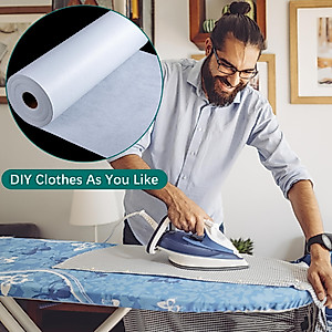 15.7 Inch x 32.8 Yard Iron-On Fusible Interfacing for Sewing- Non-Woven Lightweight Apparel Interfacing- Fusible Fleece Interfacing for Crafts, Bags, Home Decoration