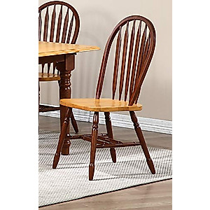 Sunset Trading Selections Windsor Arrowback Side Two Tone Nutmeg Brown Light Oak Solid Wood | Set of 2 Fully Assembled Sidechairs Dining Chair