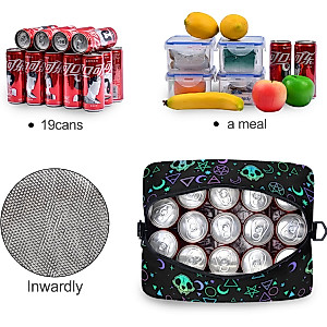MNSRUU Insulated Lunch Bag Magic Skulls Lunch Bag Women Lunch Tote Men Lunch Cooler Bag Reusable Leakproof Lunch Box For Work School