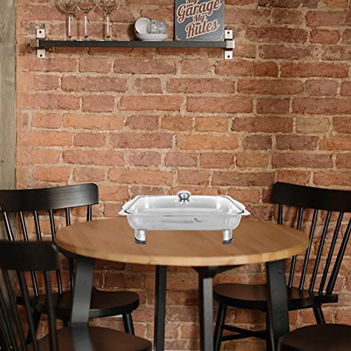 Metal Tray Stainless Steel Chafing Dish Buffet Chafer Rectangular Buffet Stove Chaffing Servers with Glass Covers Food Tray Warmers for Parties Buffets Catering