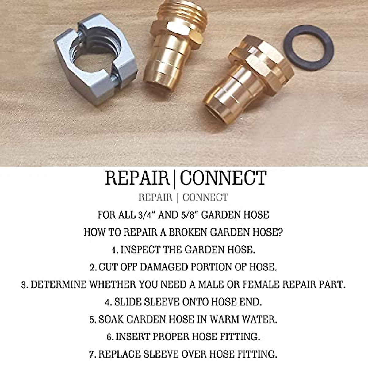 Hourleey Garden Hose Repair Fittings, Zinc and Aluminum Male and Female Hose End Water Hose Repair Connector, 4 Pack